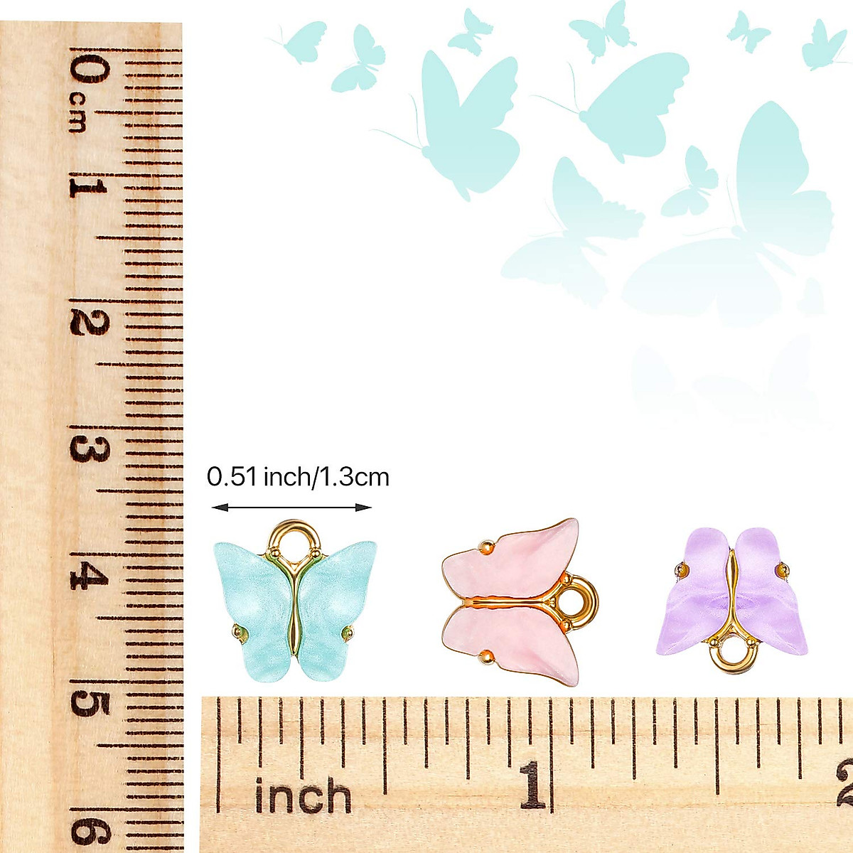 Hicarer 30 Pieces Butterfly Charms Acrylic Pendant Bracelet Charms for Jewelry DIY Necklace Bracelet Earring Making Crafting Accessory (Multicolor)