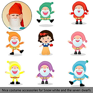 7 Pieces Halloween Dwarf Hats Dwarf Costume Hats Gnome Hats Party Hats for Christmas Fairy Tale Costumes, Red, Green, Orange, Purple, Yellow, Blue, Brown, for Age over 6
