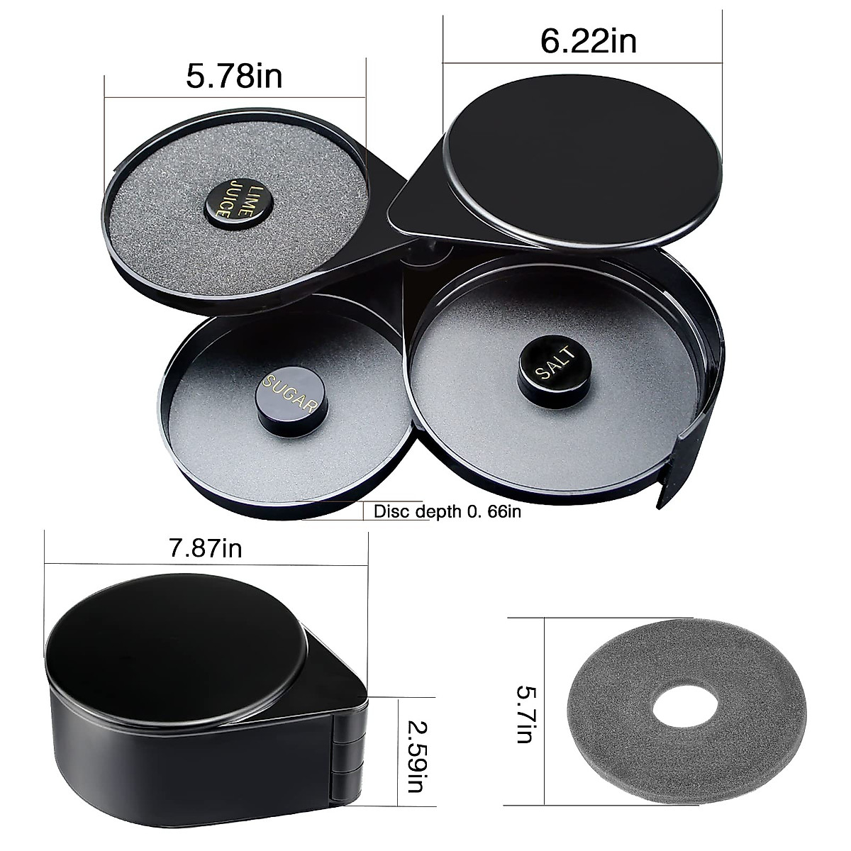 YOTOZU 3-Tier Bar Glass Rimmer,Cocktails Margarita Seasoning Box with One Sponges,Sugar Salt Rimmers Bartender Garnishing Tools for Bar Party