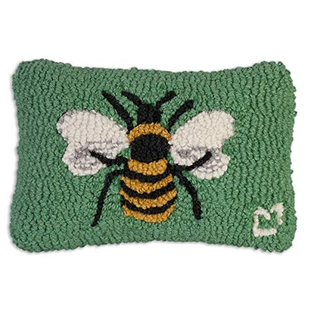 Chandler 4 Corners Artist-Designed Honey Bee Hand-Hooked Wool Decorative Petite Throw Pillow (8” x 12”)