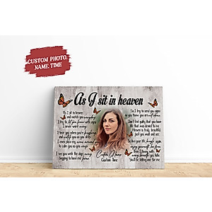 Memorial Gifts for Loss of Loved one, Sympathy Gift for Loss of Sister Daughter Mom Dad - As I Sit In Heaven Canvas - VTQ131 (16x12 inch)