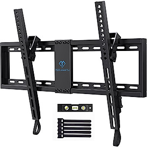 PERLESMITH Tilt TV Wall Mount for Most 37-82 inch TVs up to 132 lbs, Tilt TV Wall Mount Fits 16”/18”/24” Wood Studs, Low Profile Flat Wall Mount with Max VESA 600x400mm, PSLTK1