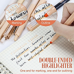 Buqoo Gel Pens Set, 5 Pack Retractable Gel Ink Pens 0.5mm Fine Points Pens Various Styles of Gel Pens with 1 Highlighter for Drawing Writing Planner and School Supplies (Brownish Red Color)