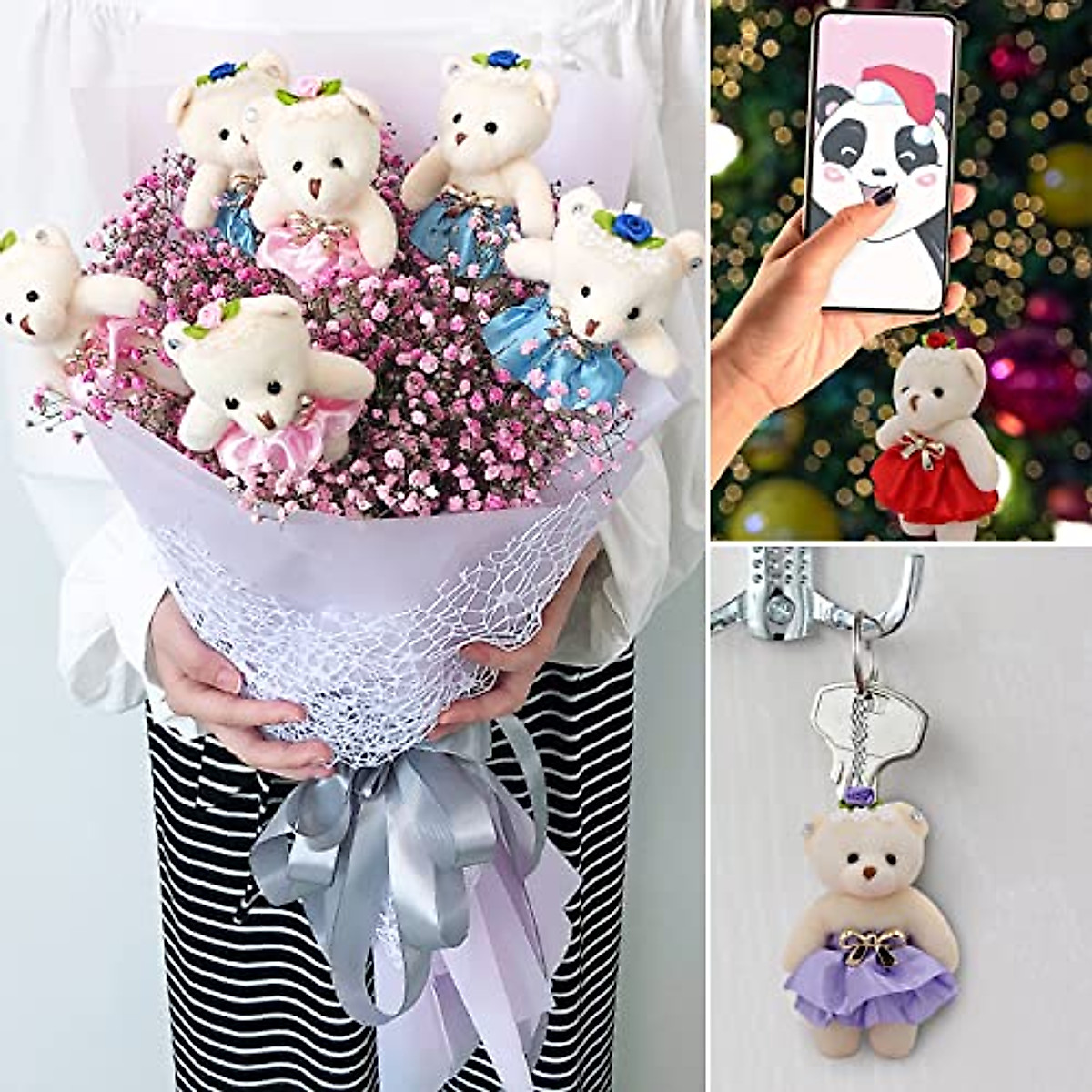 Sealive Stuffed Animals Plush Bears (1 Dozen), Mini Bear Stuffed Animal Bulk Assorted Toys for Birthday Cake Wedding Decorations Party Favors Supplies