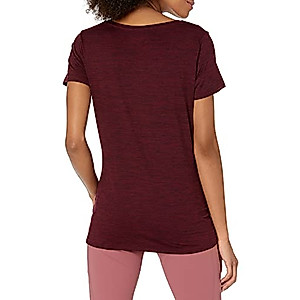 Amazon Essentials Women's Tech Stretch Short-Sleeve V-Neck T-Shirt (Available in Plus Size), Pack of 2, Black/Burgundy Space Dye, X-Large