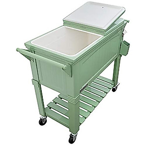 Permasteel PS-203F1-SAGE-AM 80 Quart Portable Rolling Patio Cooler, Sage