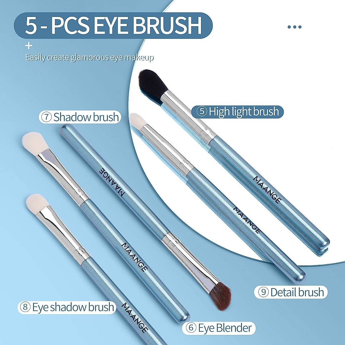 Makeup Brushes MAANGE 11 Pcs Premium Synthetic Travel Make up Brushes Set Eye Brushes Concealer Foundation Brushes for Liquid Powder Shadow with Makeup Sponge and Brush Cleaner (Blue)