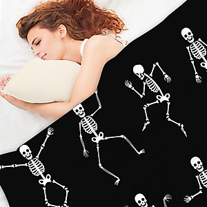 JOOCAR Halloween Skull Skeleton Throw Blanket: Luxury Soft Warm Funny Dance Halloween Dancing Cartoon Fun Joints Party Vintage Throw Blankets for Girls Boys for Sofa Couch Bed Chair 40" x 50"