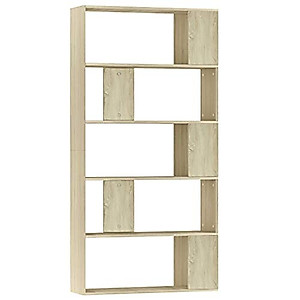 YITHOPI Bookshelf Storage Shelves Featuring a Sleek Multifunctional Plant Flower Stand Storage Rack Shelves Bookcase for Home Office Book Cabinet/Room Divider Sonoma Oak 31.5"x9.4"x62.6" Chipboard