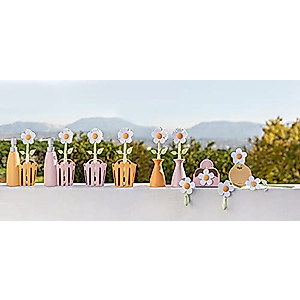 Vigar Florganic 3-piece Sink Caddy Set, Eco-friendly Daisy-shaped Dish Brush, Sponge and Fence-shaped Holder with Suction Cup, Pink