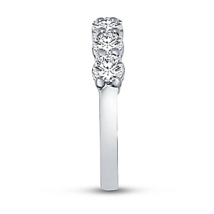 Size - 6 - Solid 925 Sterling Silver 4mm Round Cut Five Stone Anniversary Ring Wedding Band CZ Cubic Zirconia 1.0cttw.