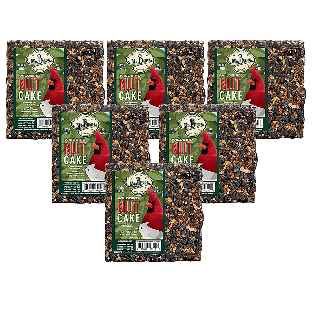JCs Wildlife 6-Pack Mr. Bird Nut Cake, 8 oz