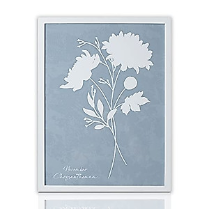 NELONY Birth Month Flower Wall Art, 12"x16" Framed Botanical Wall Decor, Minimalist Floral BOHO Art Prints for Birthday Gift, Nature Plant Mordern Art for Living Room, Bedroom (Nov - Chrysanthemum)