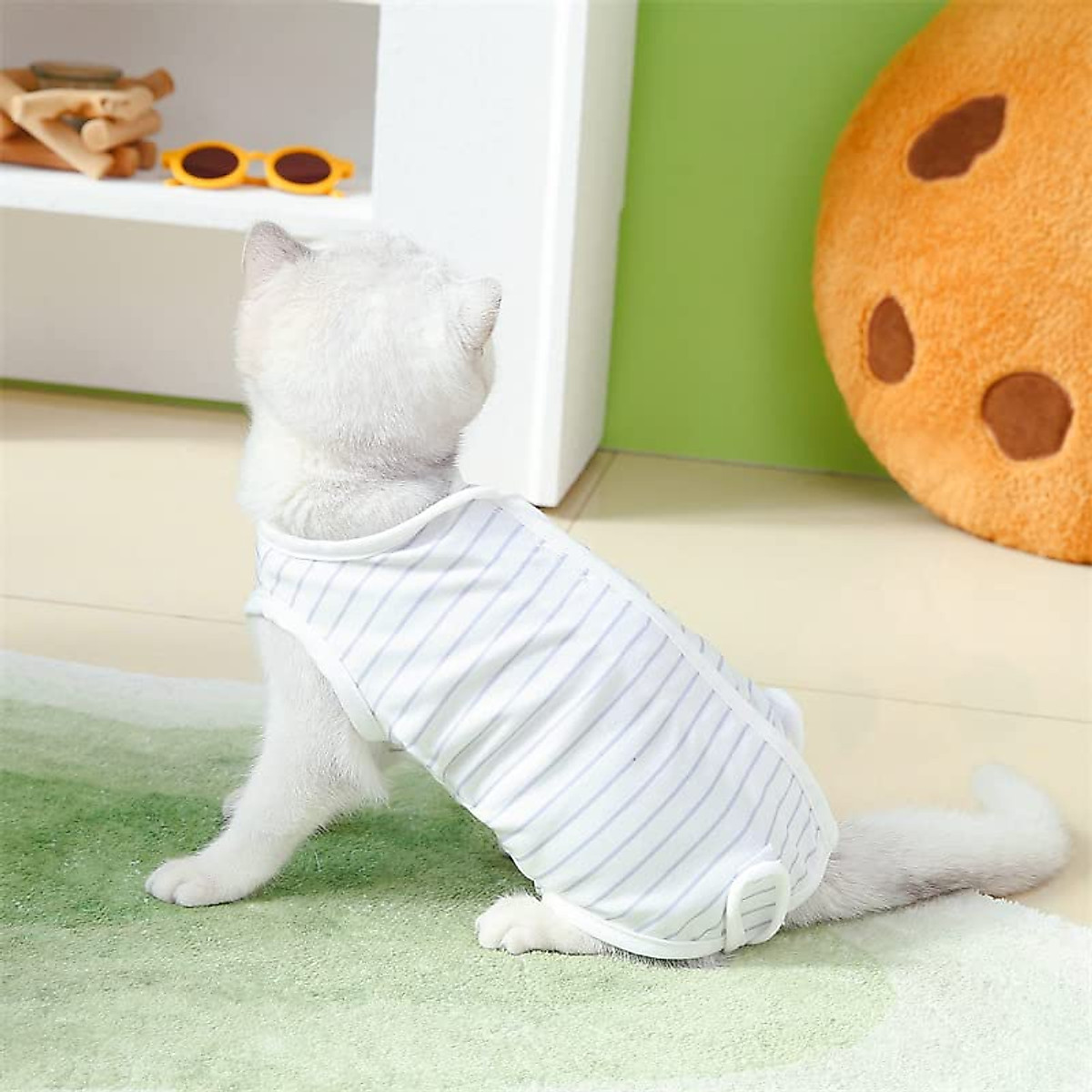 Cat Recovery Suit Post Surgery Shirt for Puppy, Wound Protective Clothes for Little Animals Dogs Cats (Large)