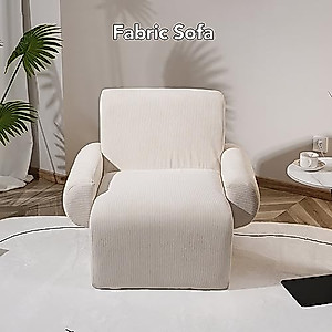Guyii Upholstered Arm Sofa, Modern Fabric Sofa Chair, Ergonomic Accent Chair, Living Room Recliner with Backrest, Leisure Single Sofa for Bedroom, Living Room, Apartment (White)