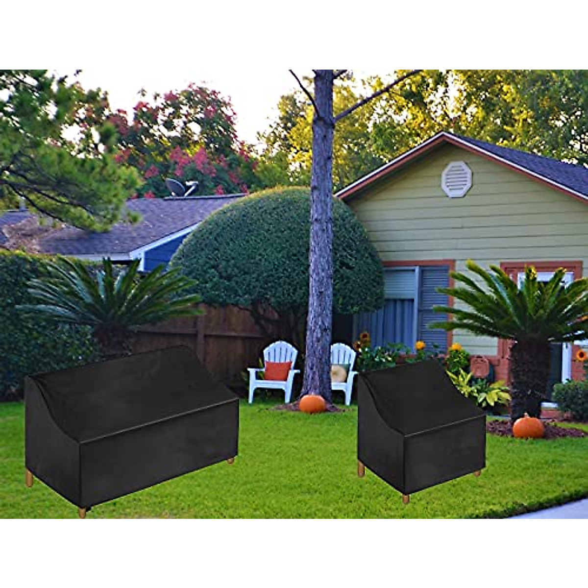 Patio Chair Cover Waterproof, Outdoor Lounge Deep Seat Sofa Cover, Heavy Duty Patio Furniture Cover for All-Weather Protection Black (38 x 31 x 20 /29 inch)