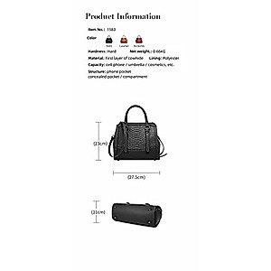 Real Leather Handbag, Genuine Leather Tote Shoulder Bag, Crossbody Purse, Designer for Women (Black)