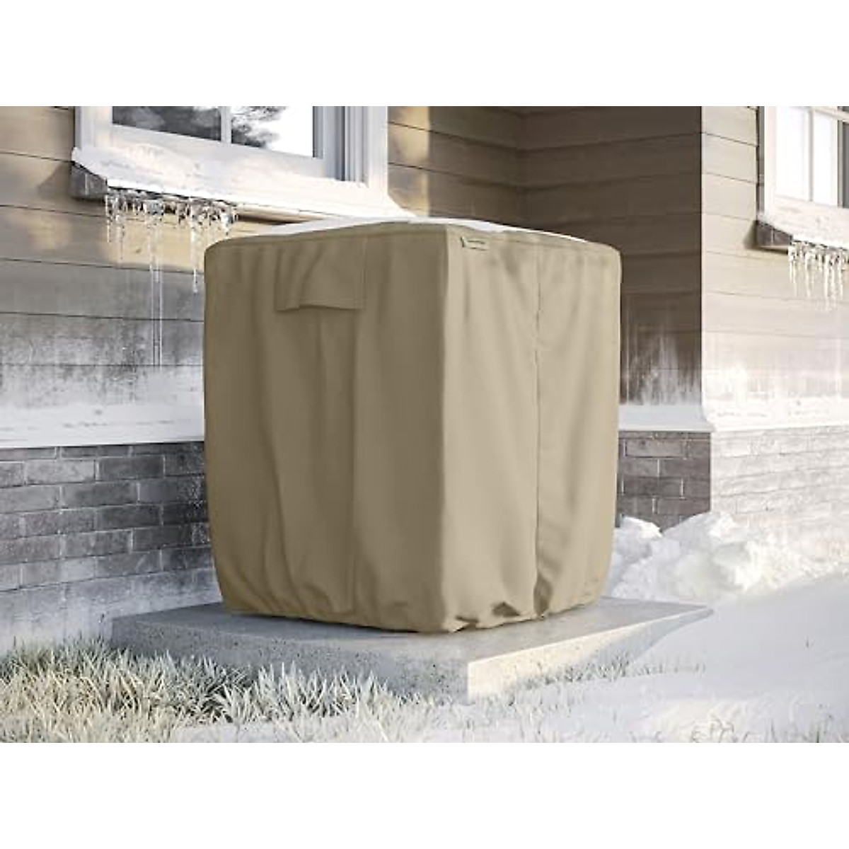 Covermates Air Conditioner Cover - Light Weight Material, Weather Resistant, Elastic Hem, AC & Equipment-Khaki