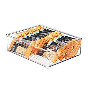 iDesign Linus Plastic Storage Bin with Handles for Kitchen, Fridge, Freezer, Pantry, and Cabinet Organization, BPA-Free, Clear