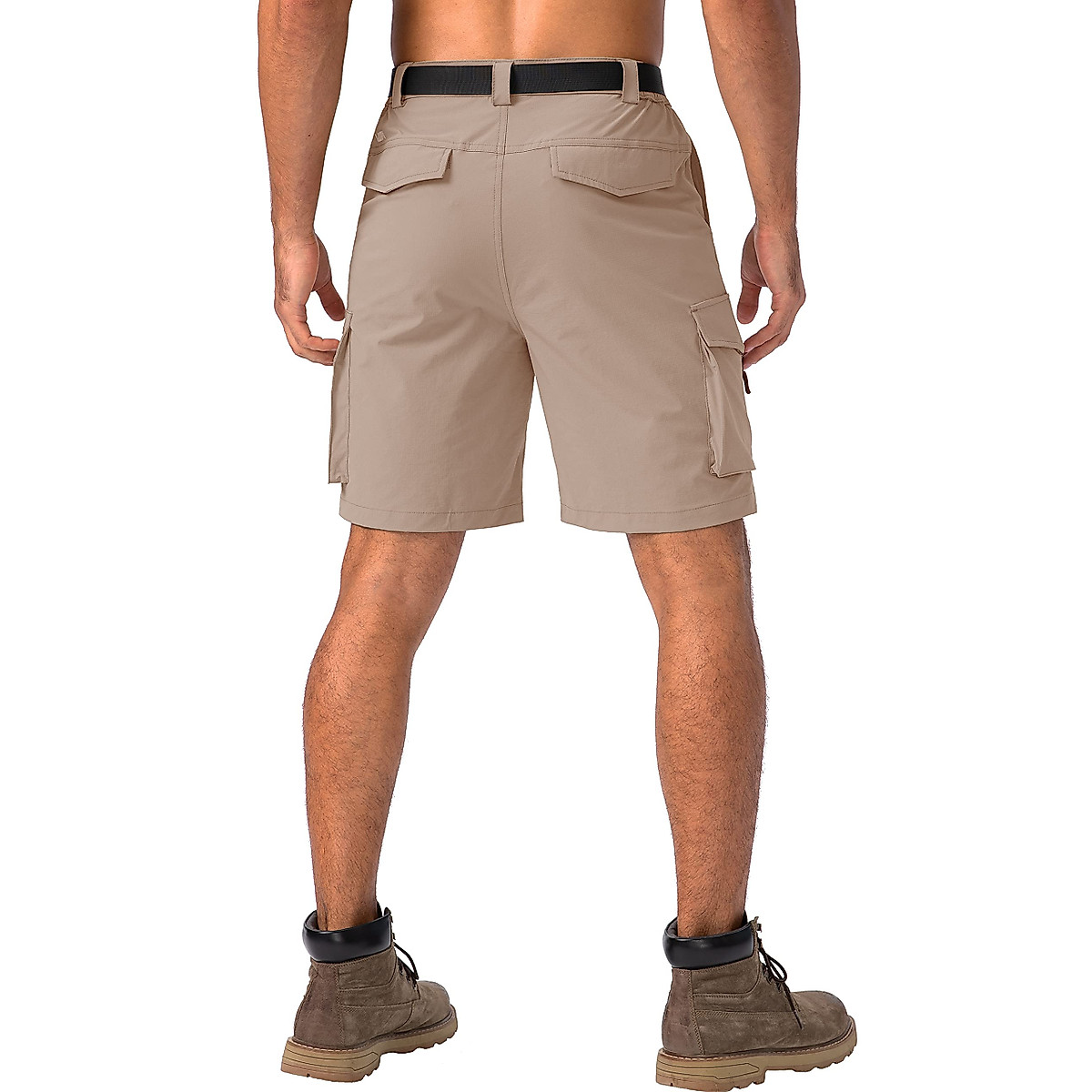 Viodia Men's Hiking Cargo Shorts Stretch Tactical Shorts for Men with 8 Pockets Quick Dry Lightweight Shorts for Work Golf Fishing Dark Khaki