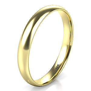Sz 9.0 Solid 10K Yellow Gold 3MM Plain Dome Wedding Band Ring