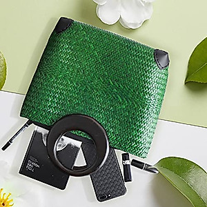 QTKJ Hand-woven Womens Straw Large Boho Handbag Bag for Women, Summer Beach Rattan Tote Travel Bag with Wood Round Top Handle (Green)