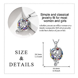 YAFEINI Phoenix Pendant Necklace 925 Sterling Silver Jewelry Gifts for Women Mom (Volcanic crystal)