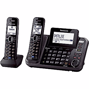Panasonic 2-Line Cordless Phone System with 2 Handsets - Answering Machine, Link2Cell, 3-Way Conference, Call Block, Long Range DECT 6.0, Bluetooth - KX-TG9542B (Black)