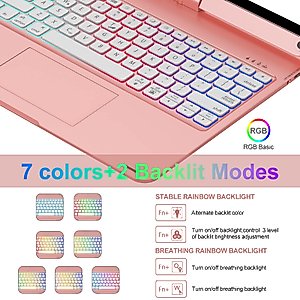Keyboard Case for iPad Air 13-inch (M2, 2024) & iPad Pro 12.9 (6th 2022/5th 2021/4th 2020/3rd 2018 Gen), Magic 360°Rotatable & Swivel Keyboard with Trackpad, 7 Color Backlit with Pen Holder Rose Gold