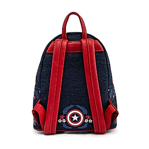 Loungefly Capt America 80th Anniversary Sheild Mini Backpack Blue-Red