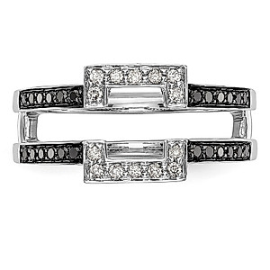 Size 7 - Solid 14k White Gold Black & White Diamond Ring Guard (9mm) (.43ct.)