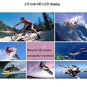 Multi-Function Shooting HF40 Sport Camera with 30m Waterproof Case, Generalplus 6624, 2.0 inch LCD Screen(Black/Gold) (Color : Blue)