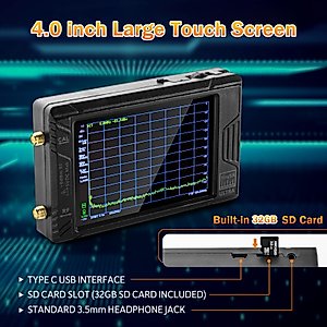 AURSINC TinySA Ultra+ ZS406 Spectrum Analyzer with 50W Attenuator, 2025 4inch 100kHz-5.4GHz V0.4.6 Portable Frequency Analyzer with 32Gb Card,2in1 Signal Generator 100kHz to 900MHz MF/HF/VHF UHF Input