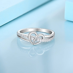 JO WISDOM Infinity Heart Statement Rings for Women 925 Sterling Silver Size 8