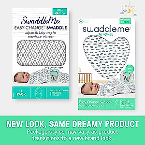 SwaddleMe by Ingenuity Easy Change Swaddle in Size Small/Medium, For Ages 0-3 Months, 7-14 Pounds, Up to 26 Inches Long, 3-Pack Baby Swaddle with Easy Change Zipper