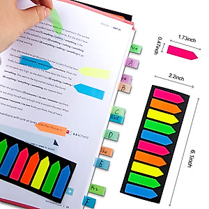 Golcellia Fluorescent Translucent Sticky Note Flags, 1200 Pcs Total, Pack of 10 Color Tabs, Arrow Index Tabs, Page Flag Markers