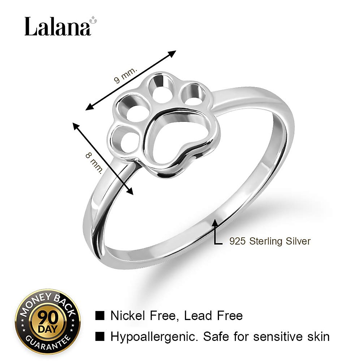 Puppy Paw Print Sterling Silver Ring Pet Lovers Animal Jewelry Love Dog Cat Ring Pet Loving Friend Families (with Gift Box) | Small Dainty Cute Pet Animal Jewelry for Women (9)