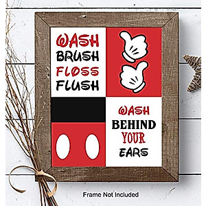 Mickey Bathroom Wall Art Print - Home Decoration, Room Decor For Kids, Childs, Childrens, Baby or Toddlers Bath, Restroom, Powder Room, Guest Bath - Gift for World Fans - 8x10 UNFRAMED print