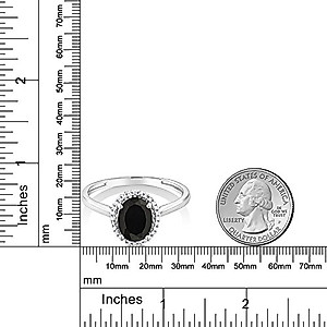 Gem Stone King 10K White Gold 8X6MM Oval Gemstone Birthstone & White Diamond Halo Engagement Ring | Wedding Anniversary Promise White Gold Ring For Women | Size 5,6,7,8,9