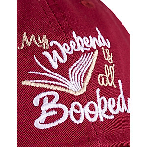 Ann Arbor T-shirt Co. My Weekend is All Booked | Funny Cute Book Club Reader Reading Women's Baseball Dad Hat-Cardinal