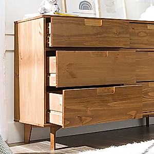 Home Accent Furnishings Transitional Farmhouse Framed 6-Drawer Dresser with Cup Handles - Caramel