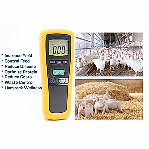 Basic Ammonia Meter by Forensics | 0-100ppm with 1ppm Resolution | Farm, Poultry, Pig & Livestock | Soft Touch Rubber Grip | Large Display & Backlight | Mode: FD-NH3000 | Yellow