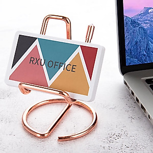 Business Card Holder for Desk,Cute Metal Rose Gold Desktop Business Card holder Display for Men & Women