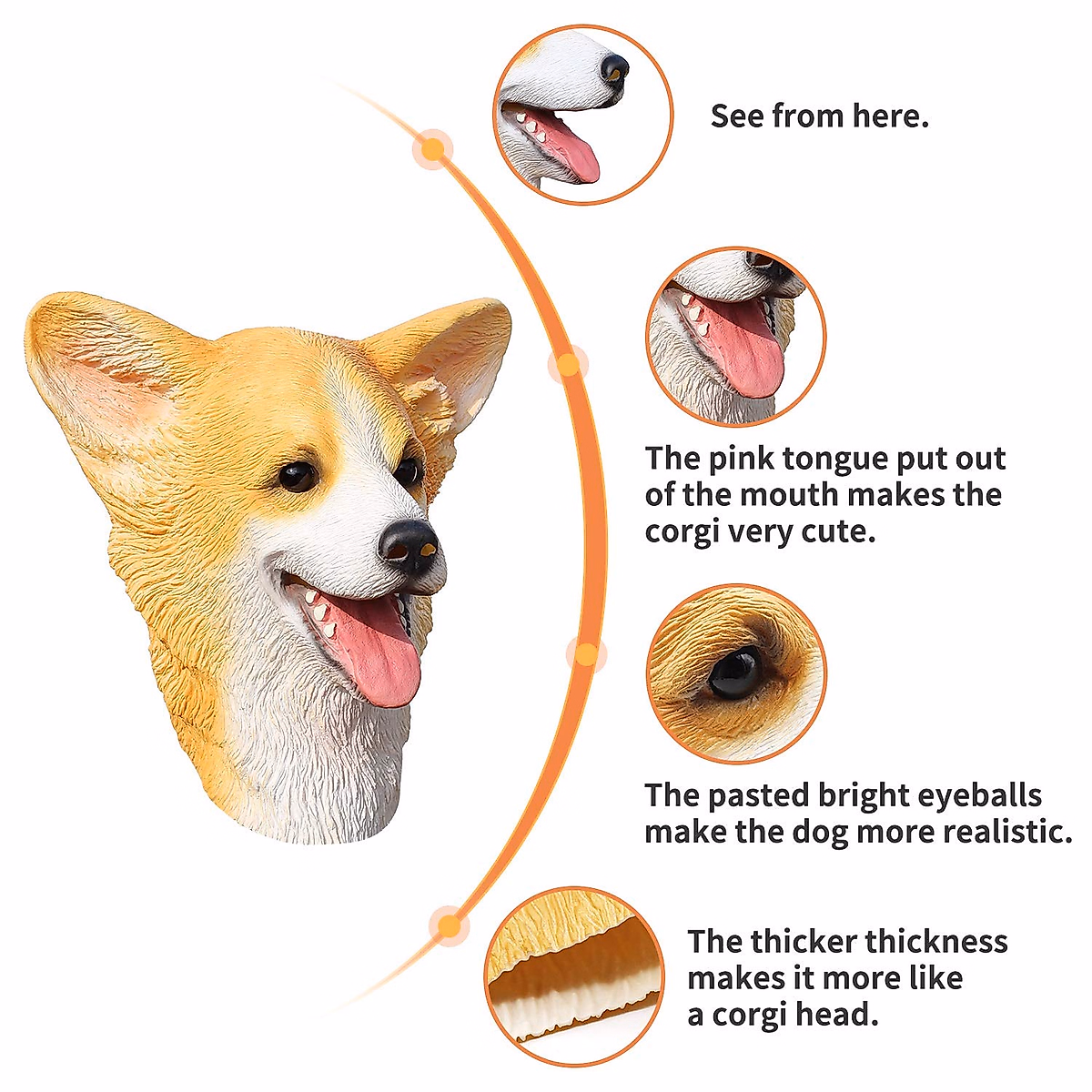 CreepyParty Dog Mask Corgi Mask Halloween Costume Party Latex Welsh Corgi Dog Mask