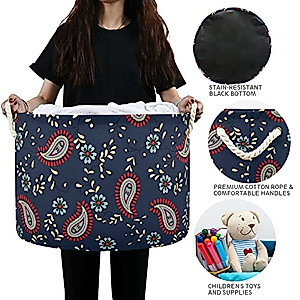 ALAZA Paisley Flowers Ethnic Pattern Storage Basket Gift Baskets Large Collapsible Laundry Hamper with Handle, 20x20x14 in