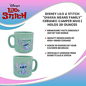 Silver Buffalo Lilo and Stitch Ohana Sitting Floral Ceramic Camper Mug, 20 Ounces, 20oz Ohana Sitting Floral, 20oz