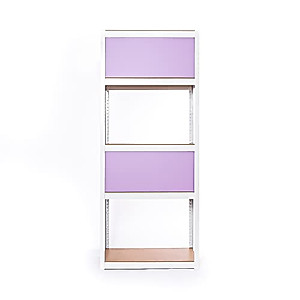 KEPSUUL White 5 Tier Customizable Storage Shelving Unit Heavy Duty Modular Metal Organizing Rack for Kitchen, Pantry, Closet, Office, 32.1" W X 16.4" D X 76.9" H, 2 Set of Reversible Doors, Purple
