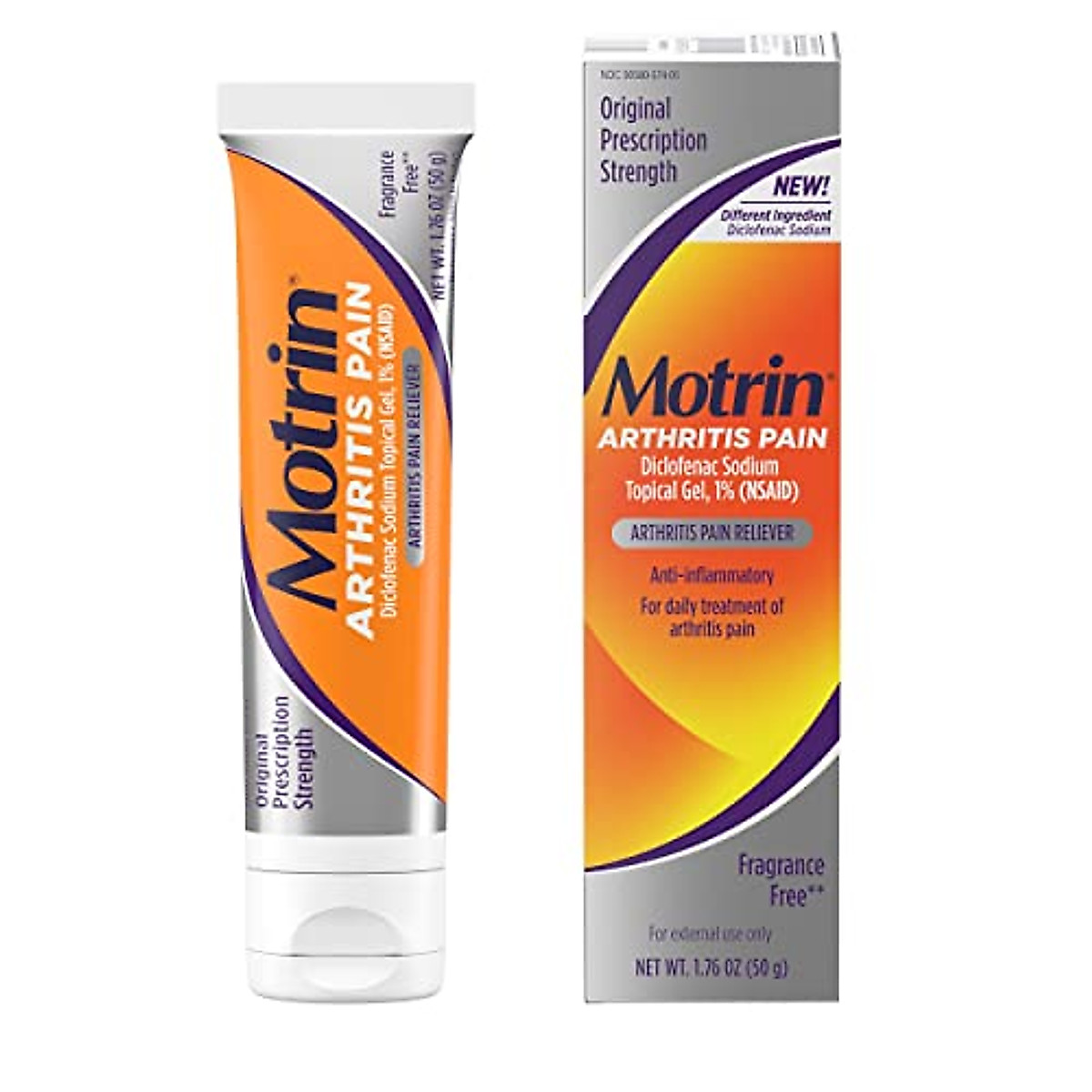 Motrin Arthritis Pain Relief Diclofenac Sodium Topical Gel 1%, Anti-Inflammatory Cream for Arthritis Pain in Hands, Wrists, Elbows, Knees, Feet & Ankles, NSAID Pain Relief Gel, 1.76 Oz