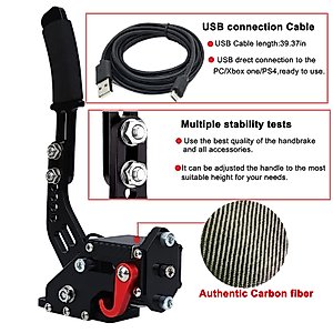 Obokidly Upgrade 2-IN-1 USB Handbrake Support G27/G29/G920 Compatible With PS4/PS5 + PC For Simracing Game Sim Rig With Clamp (Support G29 With Clamp, Black)