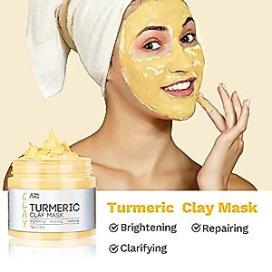 ANAI RUI Turmeric Clay Mask - Green Tea and Dead Sea Minerals, Spa Facial Mask Set for Pore Treatment/Smooth/Clarify, Indoor Use, 2.5 oz each